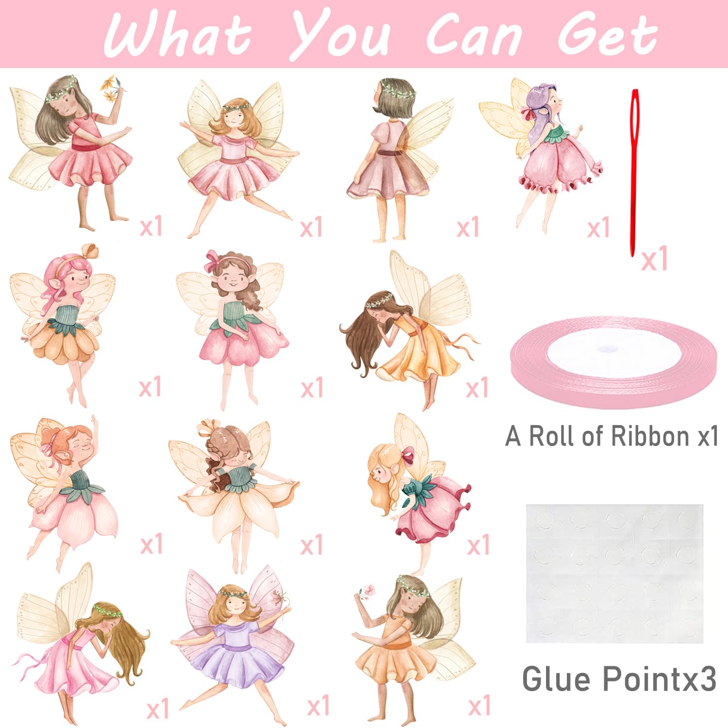 Fairy Party Door Signs Floral Fairies Party Cutout Banner Fairy Hanging Decorations Fairy Garden Birthday Party Banners for Flower Wonderland Baby Shower Supplies