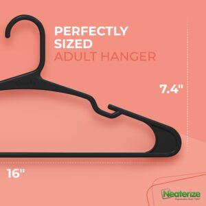 NEATERIZE Clothes Hangers Plastic 50 Pack for Adults - Plastic Hangers, The Perfect Coat Hanger and Space Saving Clothes Hangers for Closet, Percheros Ganchos para Colgar Ropa Hangars - Black Hangers