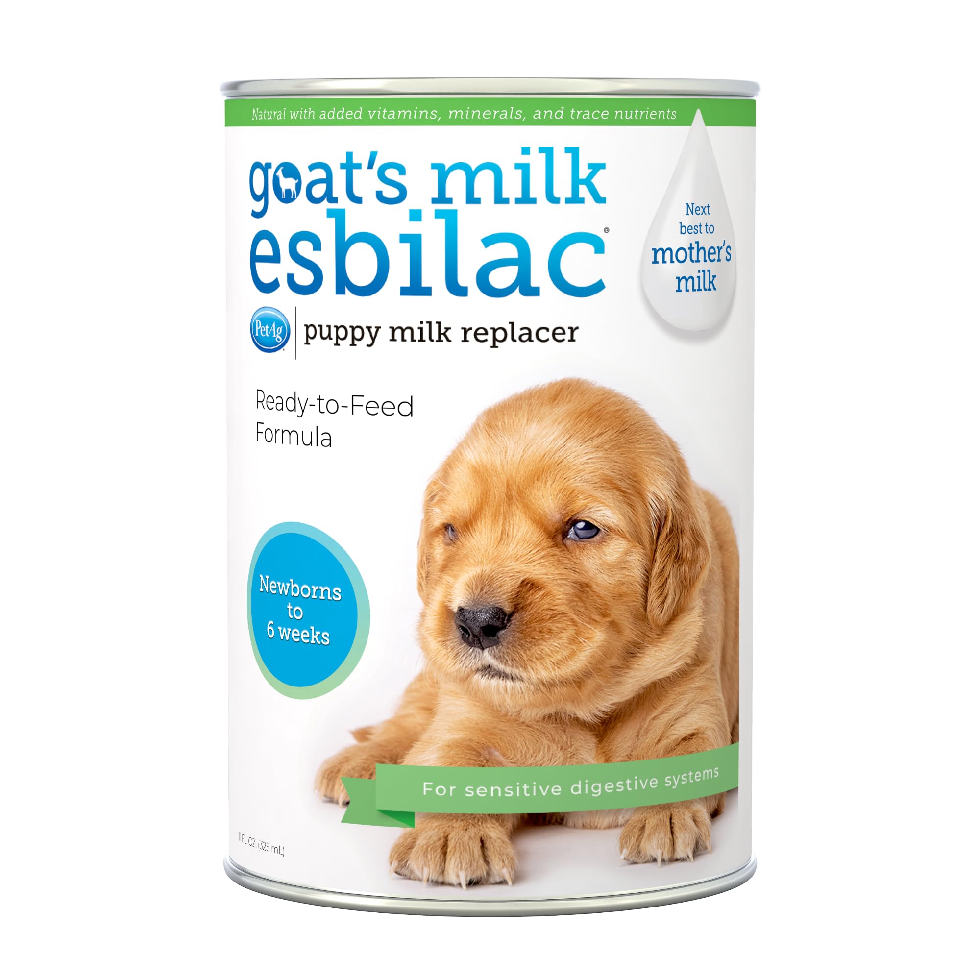 Pet-Ag Goat’s Milk Esbilac Liquid - 11 oz - Ready-to-Feed Puppy Formula with Vitamins, Minerals, and Trace Nutrients for Puppies Newborn to Six Weeks Old - for Sensitive Digestive Systems