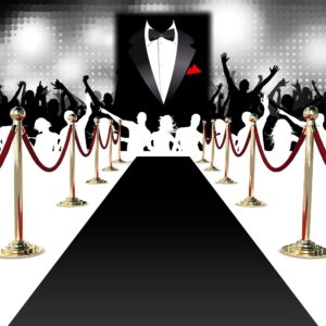 glamourous event black carpet runner with double-sided tape - 2.6x15 ft, 130 gsm felt non-woven fabric, perfect for wedding aisles and movie theme decor