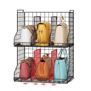 sonyabecca purse storage organizer for closet:adjustable dividers handbag organizer,stackable wire handbags storage baskets-small and medium-sized wallets tote chain bags clutches