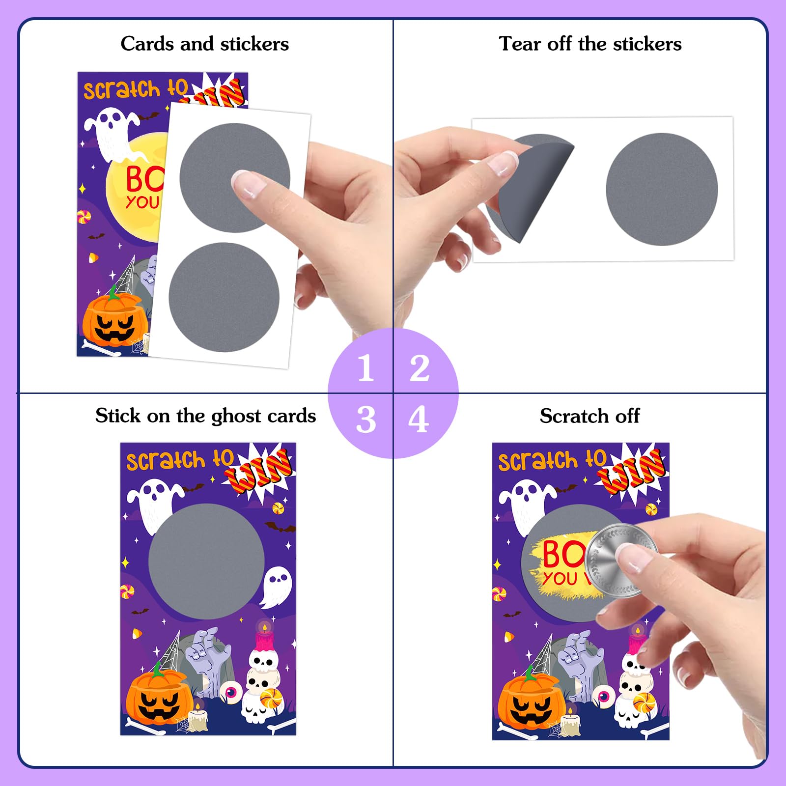 WaaHome Halloween Scratch Off Cards for Kids Adults 28 Players Ghost Scratch Off Cards for Halloween Baby Shower Birthday Party Supplies Favors Classroom Family Activities Prizes