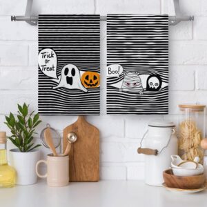 Cukemip Halloween Kitchen Dish Towels Set of 2,Halloween Kitchen Decor, Funny Halloween Hand Towels, Soft Absorbent Spooky Tea Towels dishclothes Gifts Holiday Farmhouse Home Decor 16x24 Inch