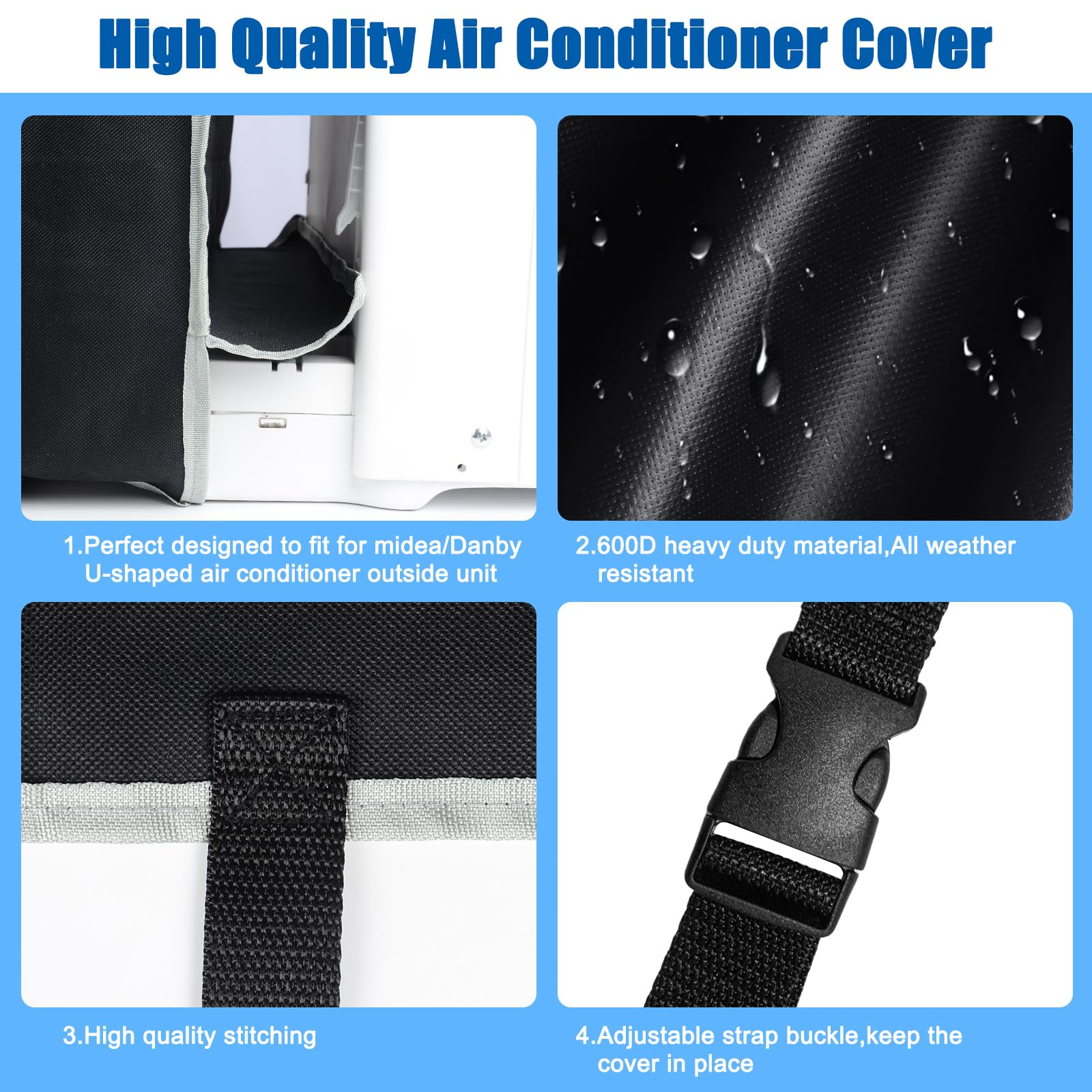 Heavy Duty Air Conditioner Cover Outside Unit for Midea U Shaped 8000/10000/120000 BTU Garpernics Air Conditioner Winter Cover outside,Window AC Cover Outdoor with Straps Dust-proof waterproof