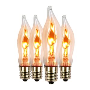 ohlgt flicker flame light bulb for hallowwen christmas decorative 3 watt, 120v, e12 flame candelabra light bulbs（4 packs）