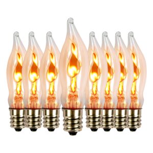 ohlgt flicker flame light bulb for hallowwen christmas decorative 3 watt, 120v, e12 flame candelabra light bulbs（8 packs）