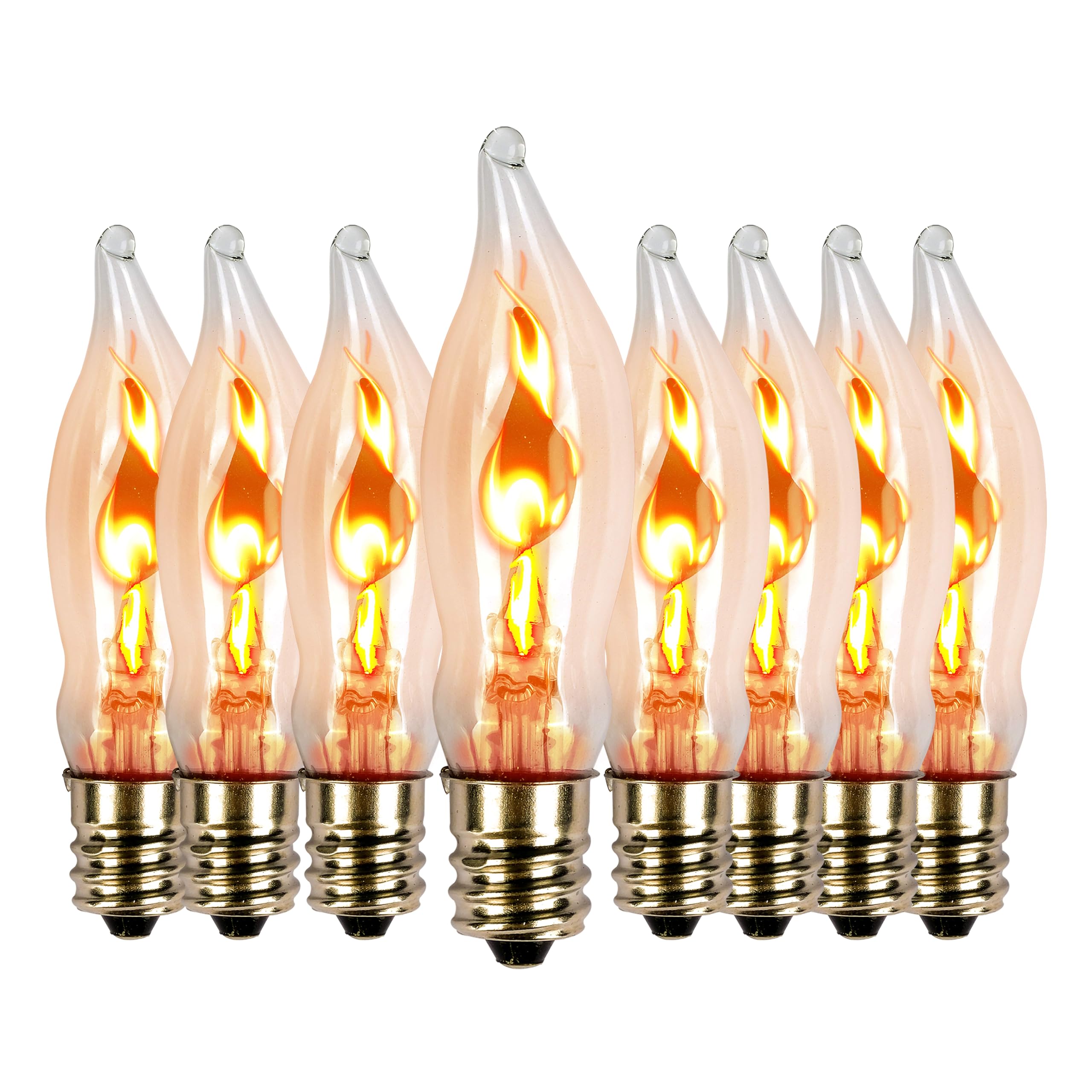 OHLGT Flicker Flame Light Bulb for Hallowwen Christmas Decorative 3 Watt, 120V, E12 Flame Candelabra Light Bulbs（8 Packs）