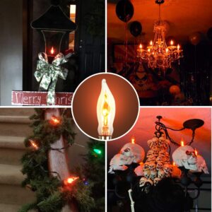 OHLGT Flicker Flame Light Bulb for Hallowwen Christmas Decorative 3 Watt, 120V, E12 Flame Candelabra Light Bulbs（2 Packs）