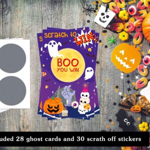 WaaHome Halloween Scratch Off Cards for Kids Adults 28 Players Ghost Scratch Off Cards for Halloween Baby Shower Birthday Party Supplies Favors Classroom Family Activities Prizes