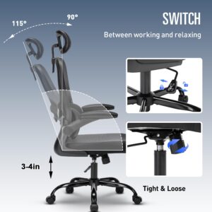 SOMEET Office Chair, Ergonomic Mesh Office Chair with Adjustable Headrest and Arms, High Back Ergonomic Desk Chair with Lumbar Support, Comfortable Home Office Desk Chairs with Tilt Lock (Black)