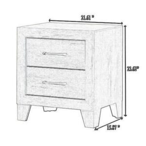 Benjara Isha 24 Inch 2 Drawer Nightstand with Metal Handles, Modern Driftwood Gray