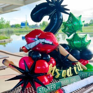 CYMYLAR 23pcs Weed Marijuana Balloons And Banner/Lip Smoking Balloons/Cannabis Birthday Themed Party/Lets Get Lit /Marijuana Theme Decorations/Weed Aluminum Balloon/Weed Balloons Party Supplies