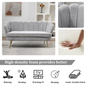 ARCLIS Loveseat Sofa for Small Spaces, 2 Seater Small Couch Sofa Upholstered Chenille Fabric Love Seat with Gold Metal Legs for Apartment Office Living Room (Gray)