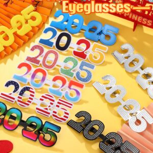 Riceshoot 10 Pairs 2025 New Years Eyeglasses 2025 Graduation Glasses 2025 New Years Eve Party Favors Supplies Glitter Number Glasses 2025 Props Eyeglasses for New Years Graduation Party