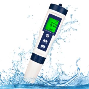 yoption pool salt tester & ph meter, 5 in 1 digital salinity ph temp ec and tds meter for pool saltwater, drinking water, indoor garden, fish tank, hydroponics, plants