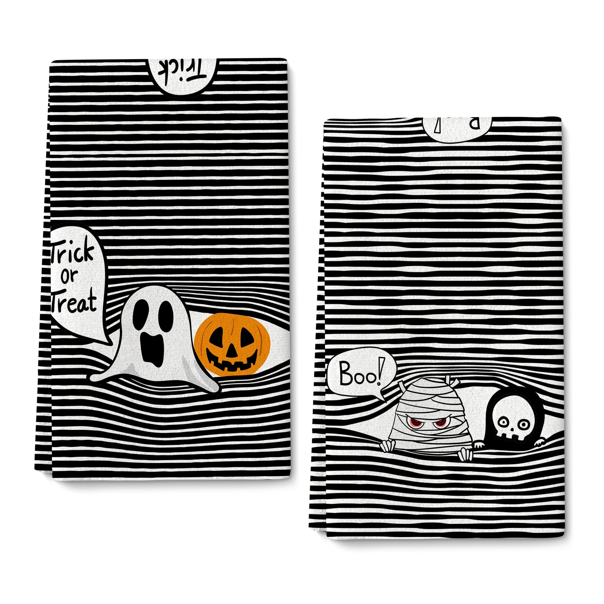 Cukemip Halloween Kitchen Dish Towels Set of 2,Halloween Kitchen Decor, Funny Halloween Hand Towels, Soft Absorbent Spooky Tea Towels dishclothes Gifts Holiday Farmhouse Home Decor 16x24 Inch