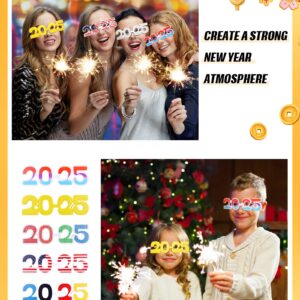 Riceshoot 10 Pairs 2025 New Years Eyeglasses 2025 Graduation Glasses 2025 New Years Eve Party Favors Supplies Glitter Number Glasses 2025 Props Eyeglasses for New Years Graduation Party