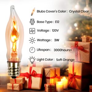 OHLGT Flicker Flame Light Bulb for Hallowwen Christmas Decorative 3 Watt, 120V, E12 Flame Candelabra Light Bulbs（2 Packs）