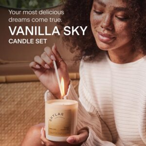 Skylar Vanilla Sky Candle and Wick Trimmer Gift Set- Non-Toxic Clean-Burning Candles with Soy Coconut Wax, Soy Candles for Home, Scented Candles USA Made & Hand-Poured