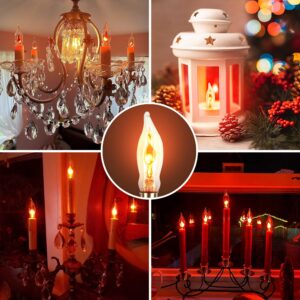 OHLGT Flicker Flame Light Bulb for Hallowwen Christmas Decorative 3 Watt, 120V, E12 Flame Candelabra Light Bulbs（4 Packs）