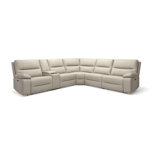 Jennifer Taylor Home Malibu 130" Modern Power Motion 6-Piece Reclining Corner Sectional with Cup Holders