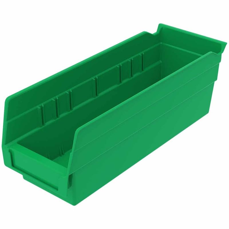 Shelving Inc. 11-5/8"d x 4-1/8"w x 4"h Nesting Shelf Bins, Green, 24 Count