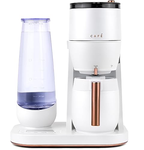 Café Specialty Grind and Brew Coffee Maker, Single-Serve to 10-Cup Thermal Carafe, with Built-In Bean Grinder & Removable 75oz Water Reservoir, WiFi & Smart Connected, SCA Certified, Matte White