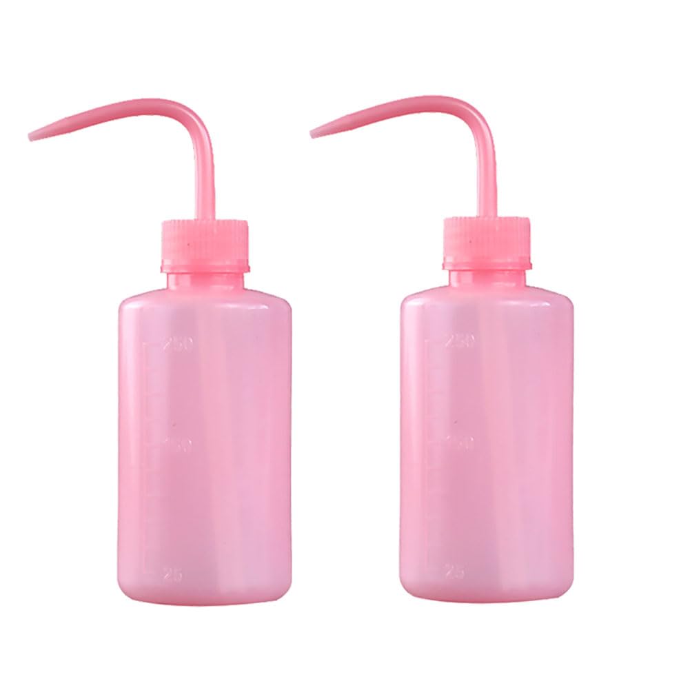 UUYYEO 2 Pcs 250ml Tattoo Wash Bottles Eyelash Washing Bottles Succulent Plant Watering Bottle Safety Rinse Water Bottles Plastic Squeeze Bottle Eyelash Extension Tools Pink