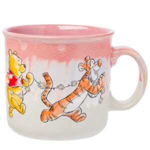 silver buffalo winnie the pooh featuring piglet, tigger, and eeyore reactive glaze ceramic camper mug, 20 ounces