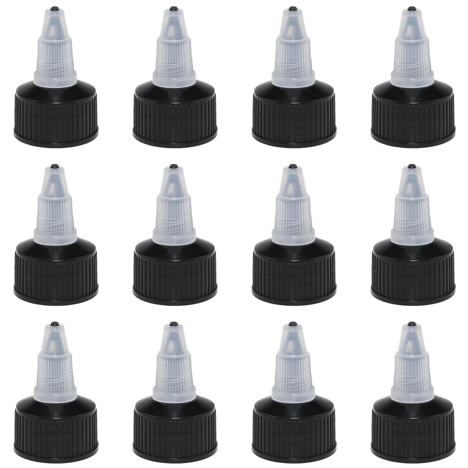 AYLIFU 12 PCS 24/410 Natural Twist Top Caps Black Bottle Dispensing Caps Squeeze Bottle Replacement Twist Caps for Squeeze Bottles, Replacement Caps, Cosmetics Bottles, Crafts Bottles