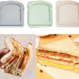 Sandwich Containers, Sandwich Containers for Lunch Boxes Plastic Toast Shape Food Storage Sandwich Box with Lid, BPA Free and Reusable, Microwave & Dishwasher Safe, for Family Adults (Green White)