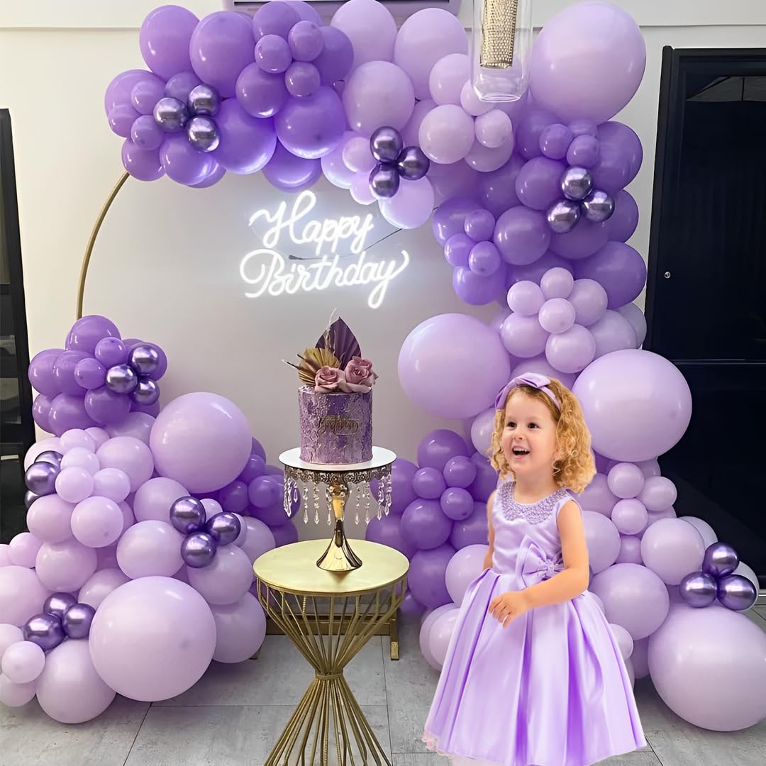 Msiveavz Purple White Party Balloons,Purple Balloons 50 Pcs 12 inch Purple and White Balloons Purple White Silver Latex Balloons For Wedding Baby Shower Birthday Party Decoration