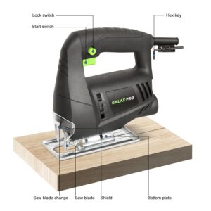 GALAX PRO 3.3Amp Jig Saw, 3000 RPM No Load Speed Jigsaw with Lock-on Button, Cutting Angle 45 Degree, 2pcs Cutting Blades