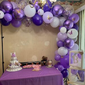 Msiveavz Purple White Party Balloons,Purple Balloons 50 Pcs 12 inch Purple and White Balloons Purple White Silver Latex Balloons For Wedding Baby Shower Birthday Party Decoration