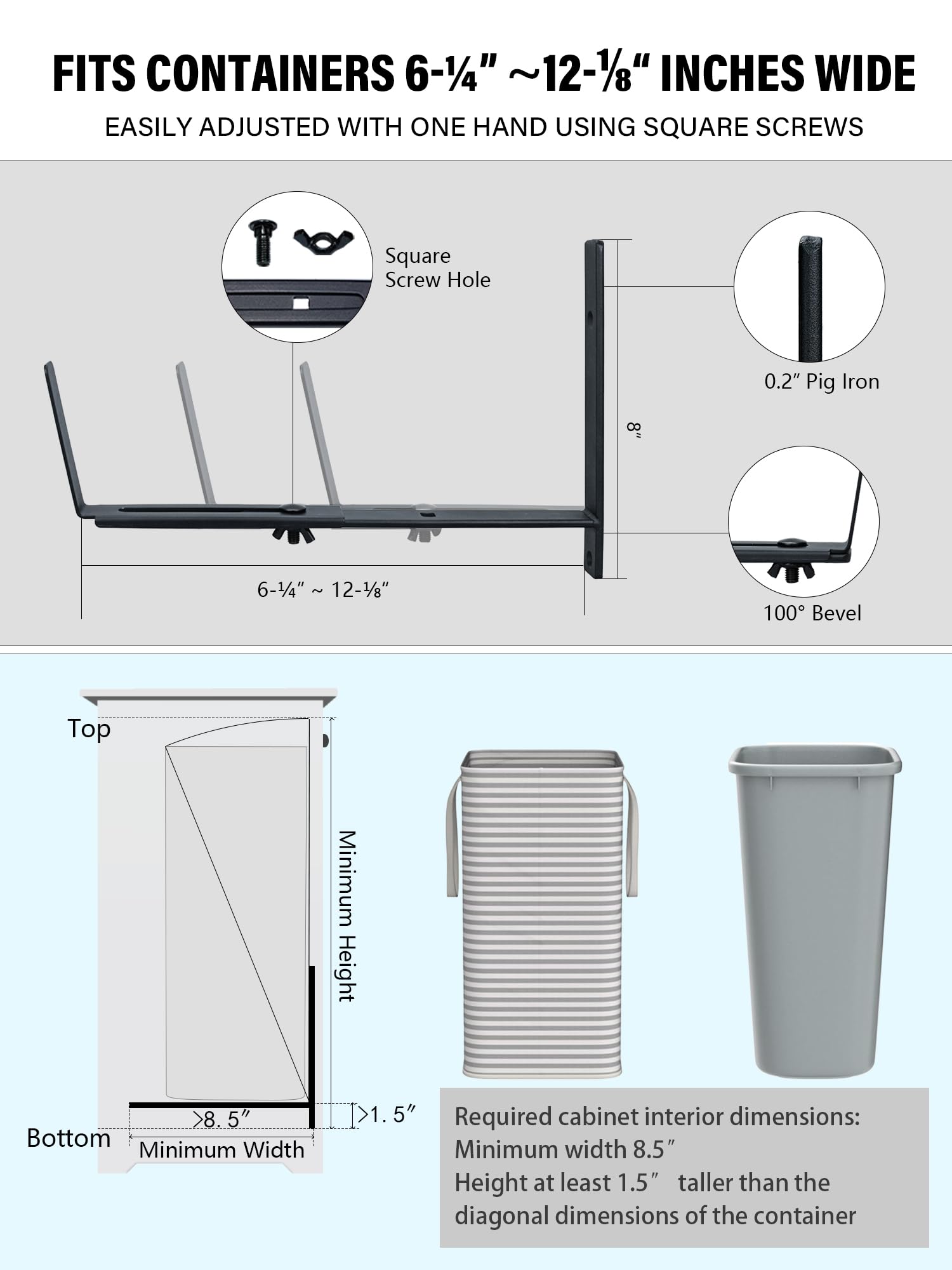 ZRD Tilt Out Trash Can Cabinet DIY Kit for Single Cabinet, Pet Proof Hidden Trash Can Cabinet Conversion Kit, Suitable for Kitchen, Bathroom, Living Room, and Dining Room