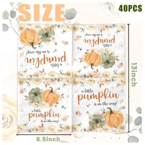 A Little Pumpkin is on The Way 40pcs Napkin Little Pumpkin Baby Shower Party Decorations Fall Pumpkin Floral Boy Girl Disposable Paper Napkin Gender Reveal Party Supplies