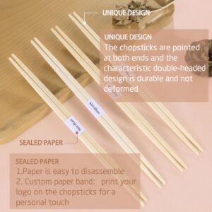 Sbirdbao 100 pairs Disposable Bamboo Chopsticks, 9.5 Inch Japanese Style Double Pointed Separate Chop sticks for Sushi & Asian Dishes