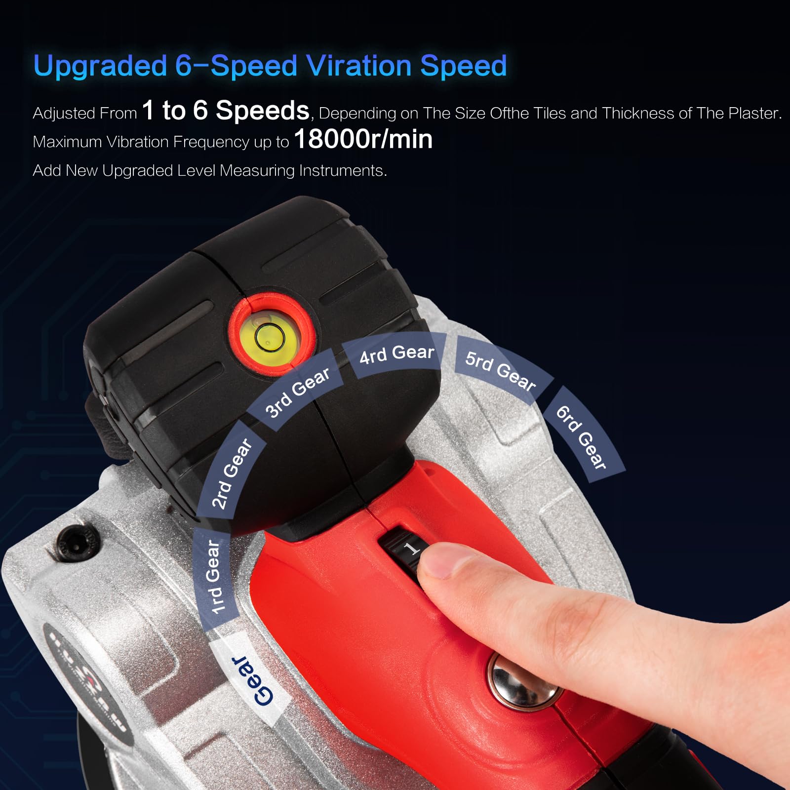 Tile Vibration Machine Tool - Upgraded and Enlarged Tile Suction Cup,6 Speed Adjustable Auto Leveling Handheld Tile Laying Machine,21V 18000mAh 18000r/min