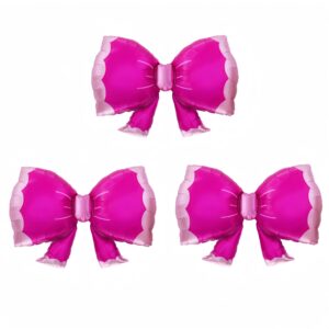 cymylar 3 pcs pink bow balloons/pink makeup party decorations/red lips balloons/hot pink bow balloons/spa party/bridal shower/girl birthday party supplies/dreamhouse birthday party