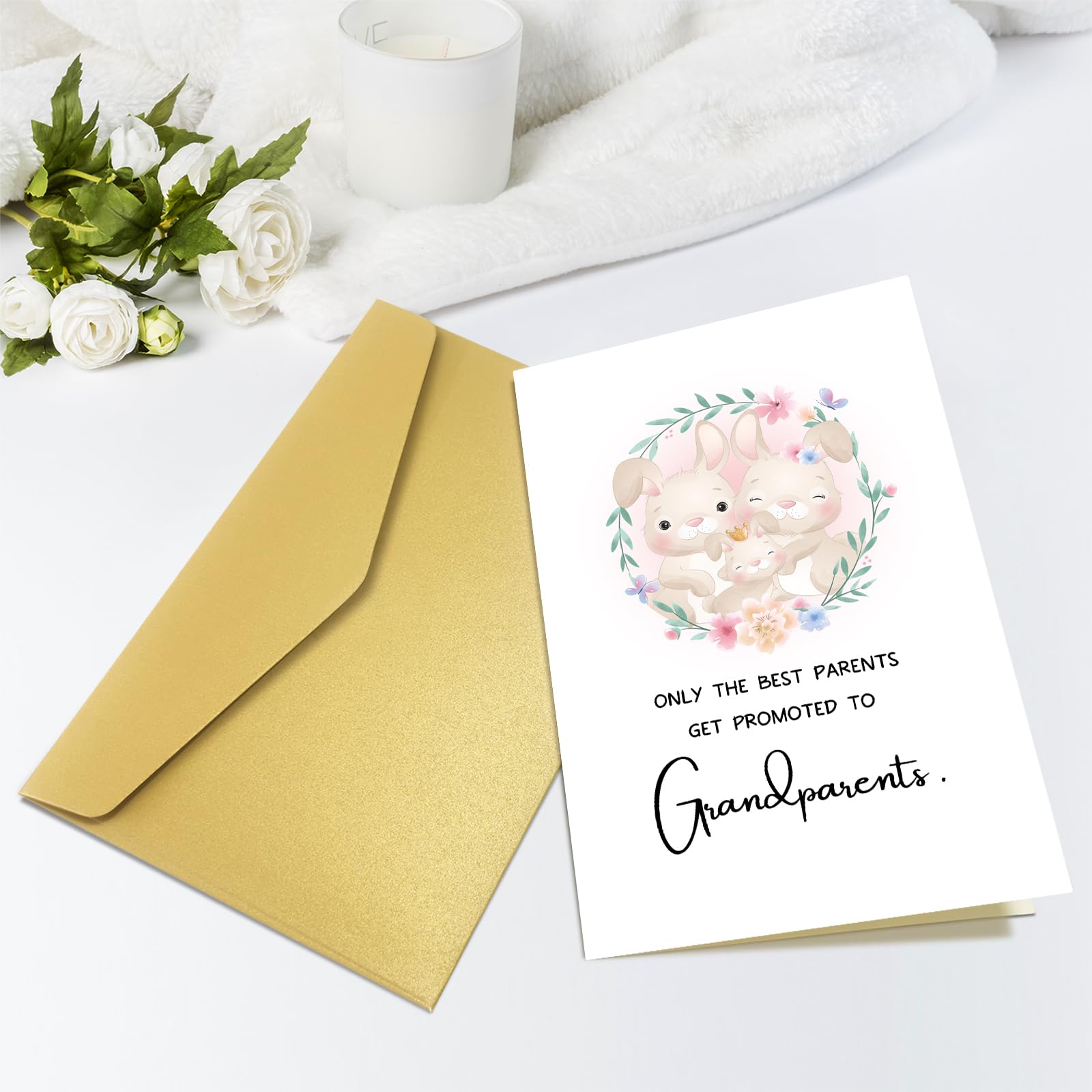 Obbyidk Cute Grandparents To Be Card, Funny Baby Shower Card for Friends, Promotion to Grandparents Congratulation Card, Lovely Congrats Card for New Grandparents