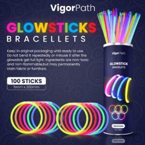 Set of 100' Luminous Sticks - 8" Glowsticks for Bracelets, Necklaces - Perfect for Neon-Themed Parties, Easter Celebrations, Festive Christmas Evenings, Spooky Halloween Nights, and Football Fanatic