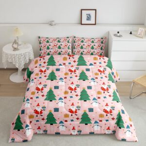 kids merry christmas tree and snowman comforter set twin size xmas deer elk decor bedding set for boys girls teens bedroom decor snowflake comforter set women men duvet set with 1 pillow case