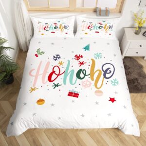 xmas theme bedding set,snowflake duvet cover for kids teens boys girls,merry christmas comforter cover decorative room,colorful quilt cover with 2 pillowcases,king size