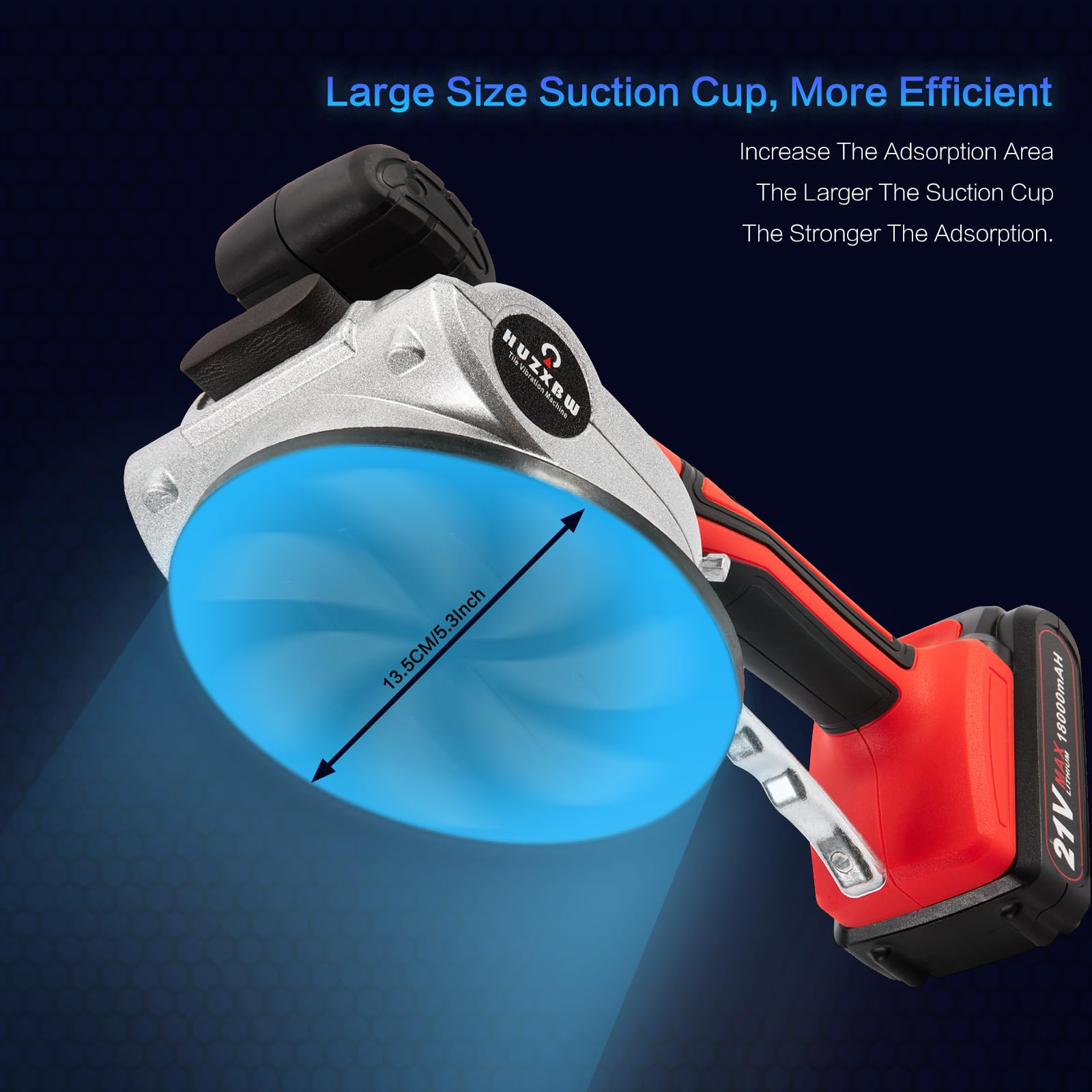 Tile Vibration Machine Tool - Upgraded and Enlarged Tile Suction Cup,6 Speed Adjustable Auto Leveling Handheld Tile Laying Machine,21V 18000mAh 18000r/min