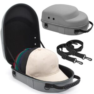 livememory hat travel case - hard hat case for baseball caps hat carrier case rack for travel & home storage - protects up to 6 hats - light grey