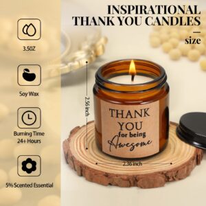 MTLEE 20 Pcs Thank You Candles Bulk 3.5 Oz Thank You for Being Awesome Scented Candles Employee Appreciation Gifts Inspirational Candles for Women Secretaries Coworkers(Tea Color)