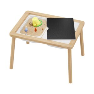 ogears sensory table, kids activity table, wooden play table with bins, montessori table, chalk board and whiteboard