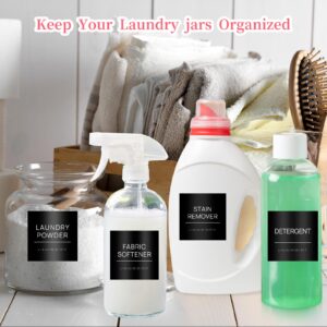 HVSWLY Laundry Labels for Jars,14 PCS Minimalist Laundry Room Sticker Labels,Removable Waterproof Labels for Laundry Containers,Home Storage Organization(Black)