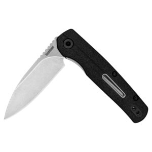 kershaw korra folding pocket knife, silver 2.75 inch assisted opening blade, black gfn handle, pocketclip