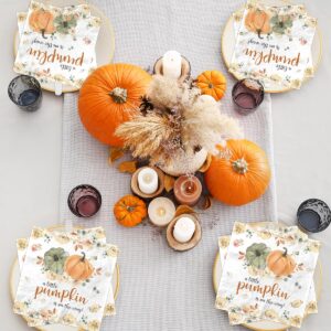 A Little Pumpkin is on The Way 40pcs Napkin Little Pumpkin Baby Shower Party Decorations Fall Pumpkin Floral Boy Girl Disposable Paper Napkin Gender Reveal Party Supplies